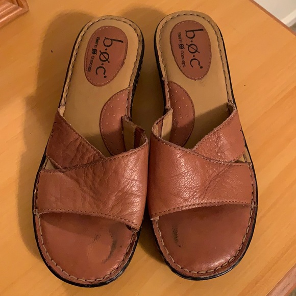 boc | Shoes | Boc Born Concept Brown Leather Slip On Sandal | Poshmark